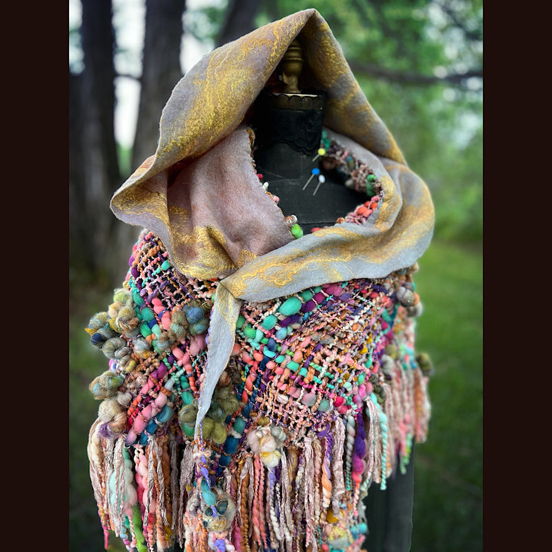 Woven shawl with hood 82” X 36” - Mynoush