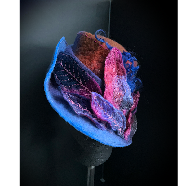 Felted top hat with leaves - 23” - Mynoush