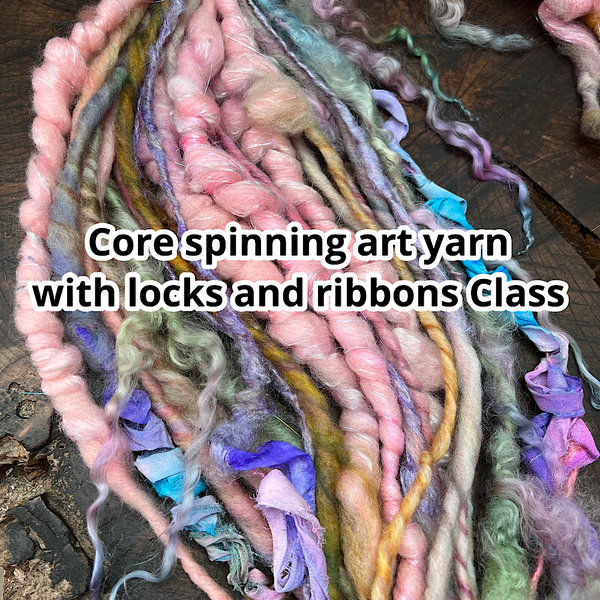 Mynoush Core spinning art yarn with locks and ribbons video tutorial